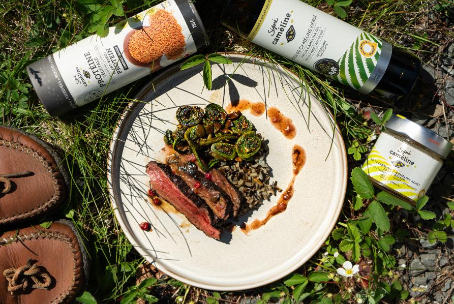 Moose steak, wild rice, fiddleheads and cranberry-rhubarb sauce – Signé ...